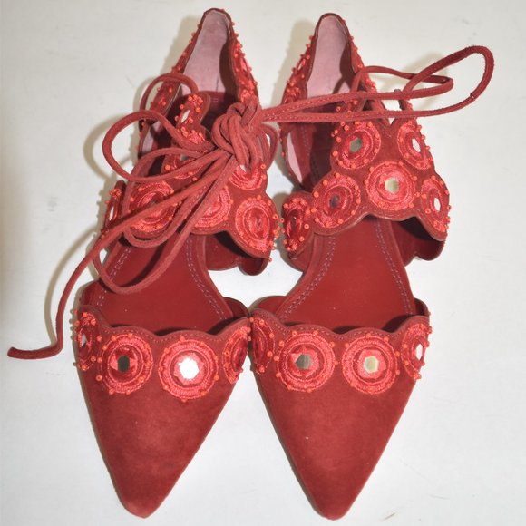 Tory Burch | Shoes | Tory Burch Yasmin Dorsay Flat Red Pointy ...